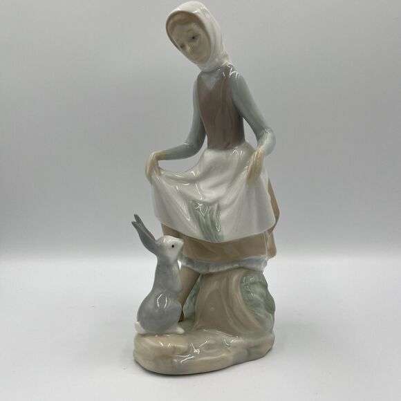 Lladro | Accents | Lladro Figurine 4826 Rabbits Food Girl Wbunny Made ...